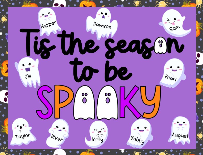 Halloween Spooky Season Ghost Theme Bulletin Board and Door Kit ...