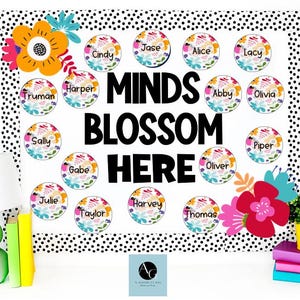 Plant Theme Bulletin Board Kit- Let's Grow Together Floral Theme ...