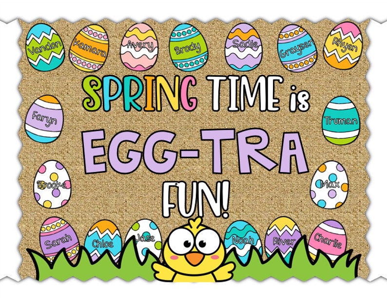 Spring Easter Egg Bulletin Board Kit - Etsy