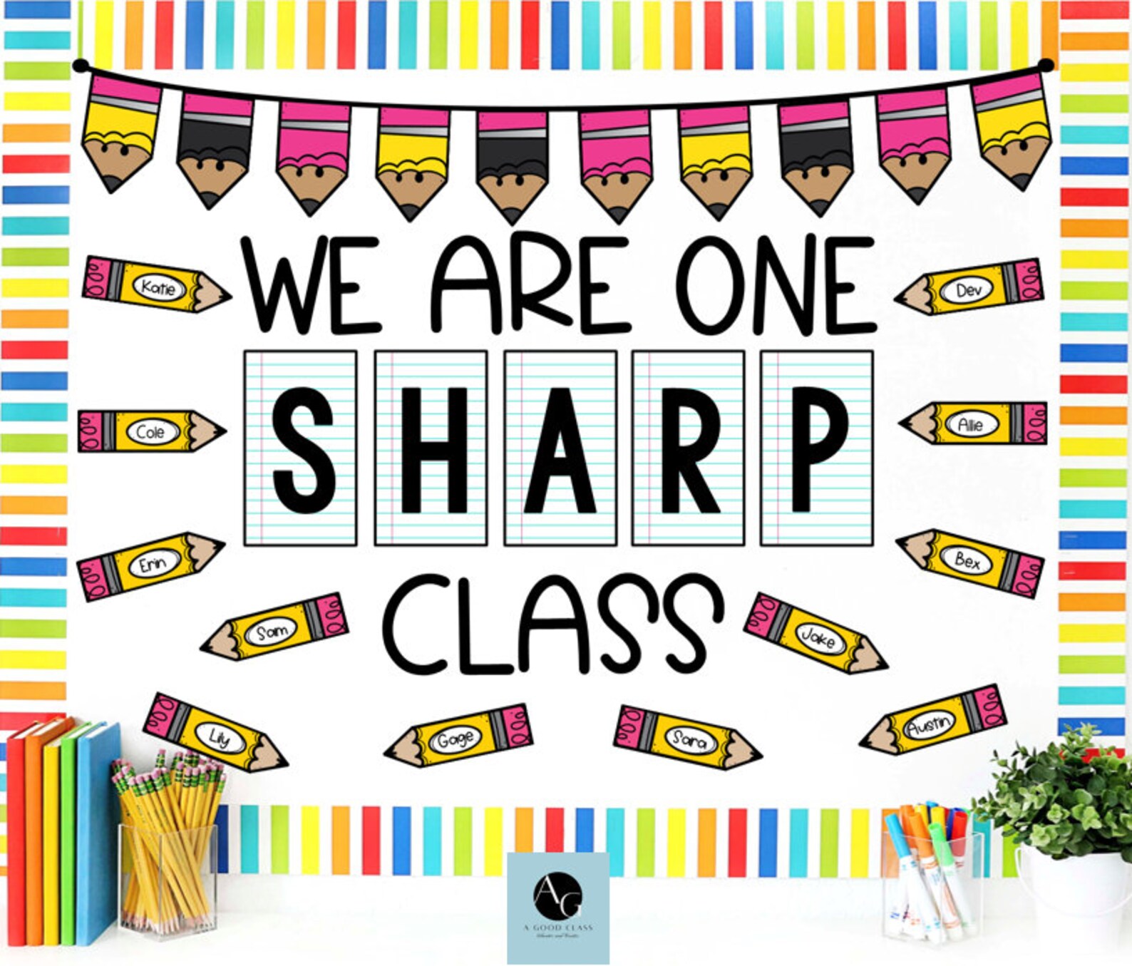 We Are One Sharp Class- Pencil Theme Bulletin Board Kit- Back to School ...