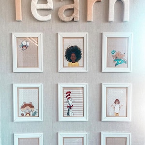 Diverse Children’s Neutral Boho Modern Story Book Character Posters ...