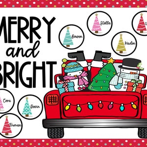 Merry and Bright Theme Holiday Bulletin Board and Door Kit- Christmas ...