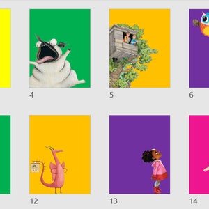 Diverse Children’s Story Book Character Posters With a Primary Color ...