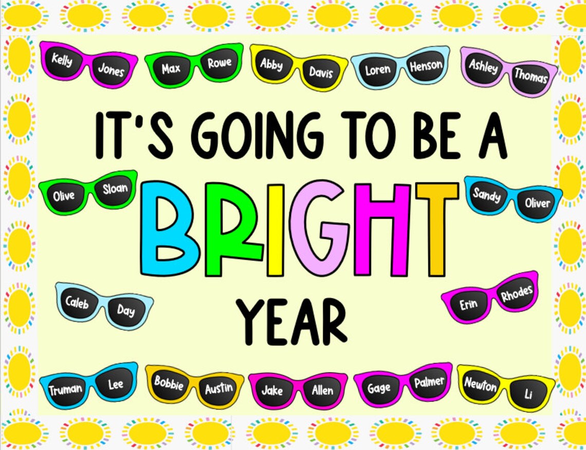 Bright Year Sunglasses Theme Bulletin Board and Door Kit Back - Etsy