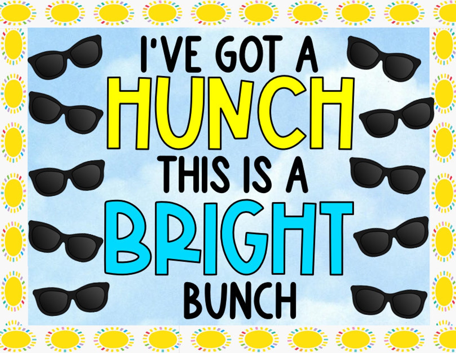 Bright Year Sunglasses Theme Bulletin Board and Door Kit Back - Etsy