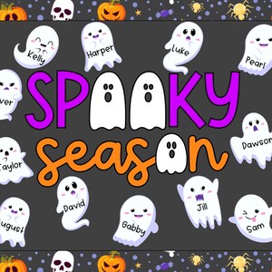 Halloween Spooky Season Ghost Theme Bulletin Board and Door Kit ...