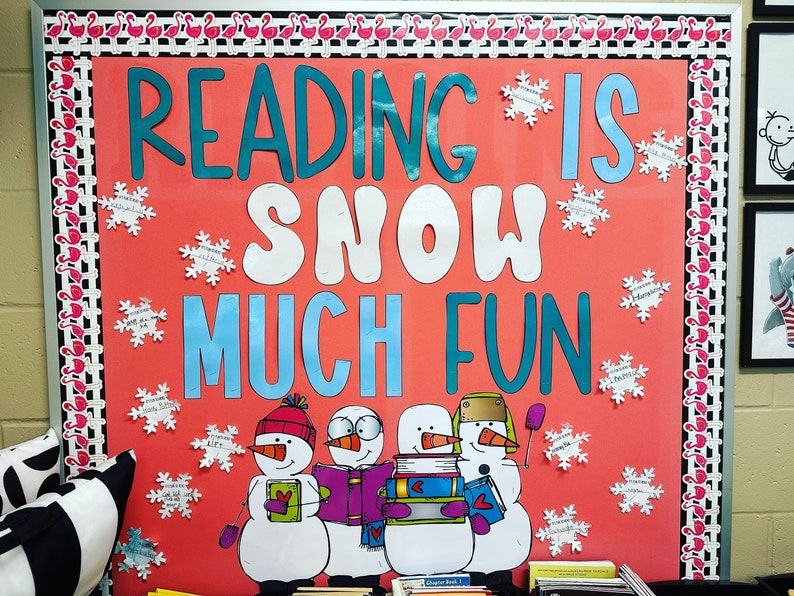 Reading is Snow Much Fun- Snowman Winter Theme Bulletin Board and Door ...