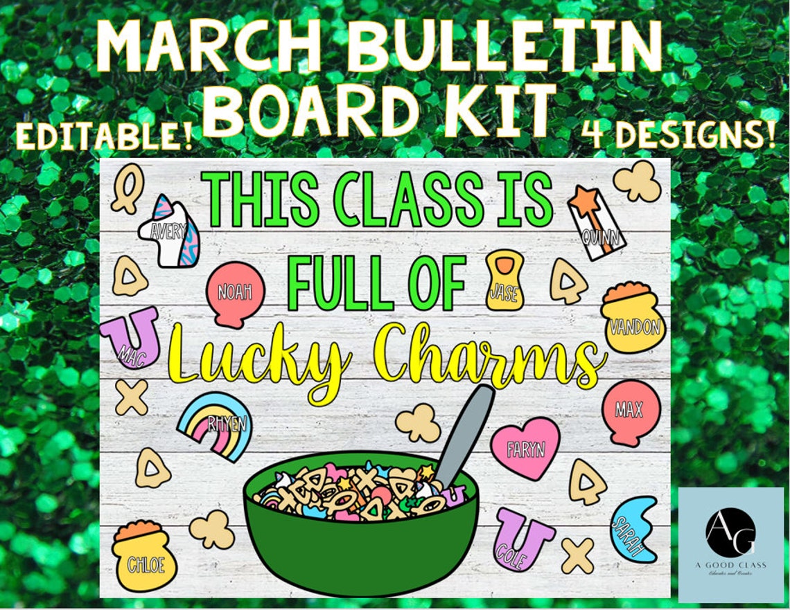March Lucky Charms Bulletin Board Kit- St. Patrick's Day Bulletin Board ...