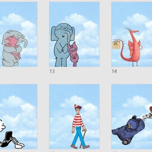 Children’s Book Character Posters Featuring a Sky Theme Background- 100 ...