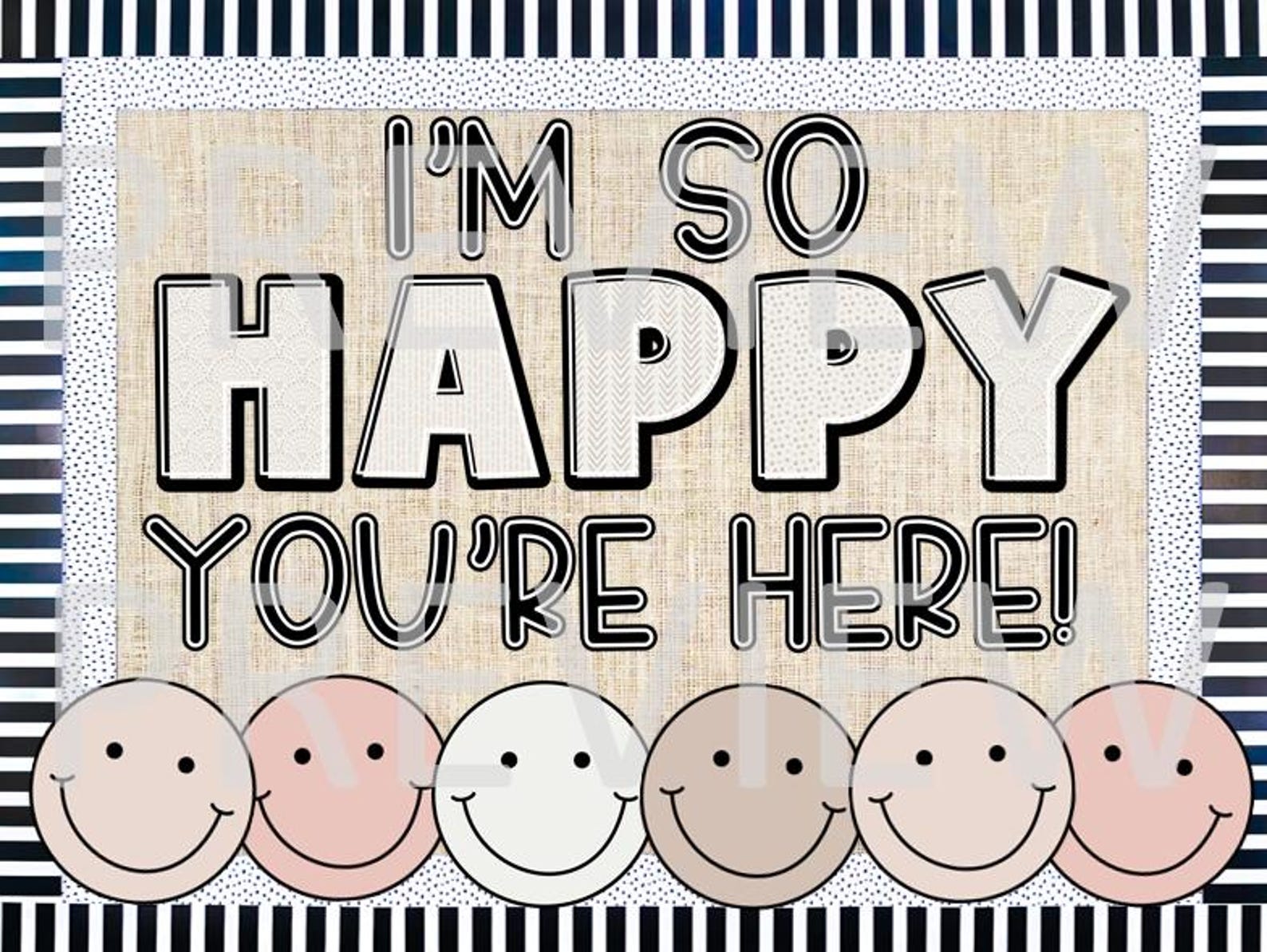 Neutral Boho Modern I'm so Happy You're Here Bulletin Board and Door ...