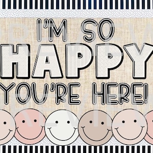 Neutral Boho Modern I'm so Happy You're Here Bulletin Board and Door ...