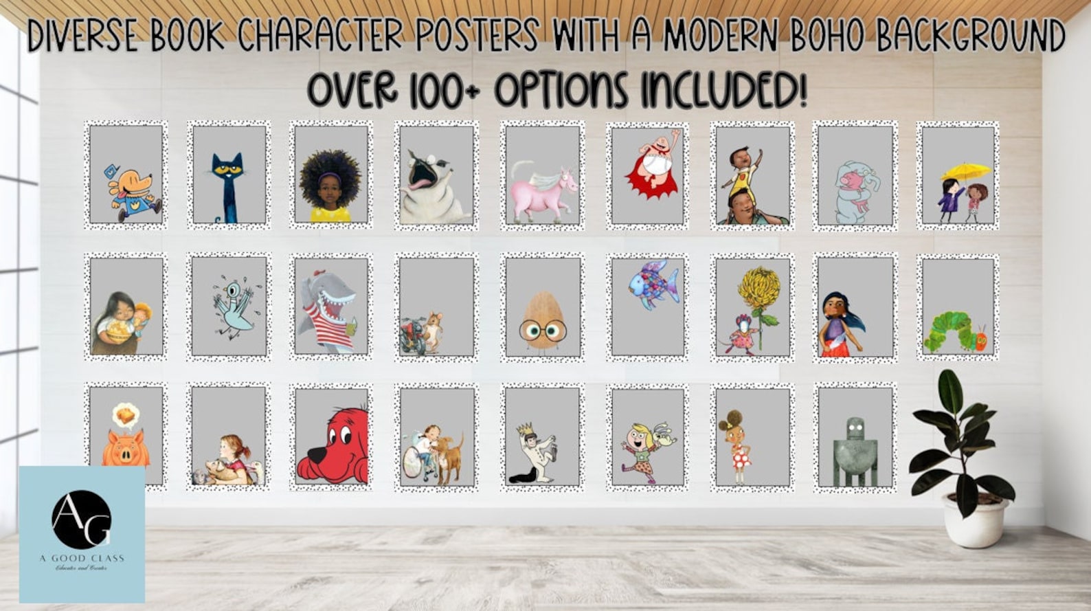 Boho Modern Theme Diverse Childrens Book Character Posters - Etsy