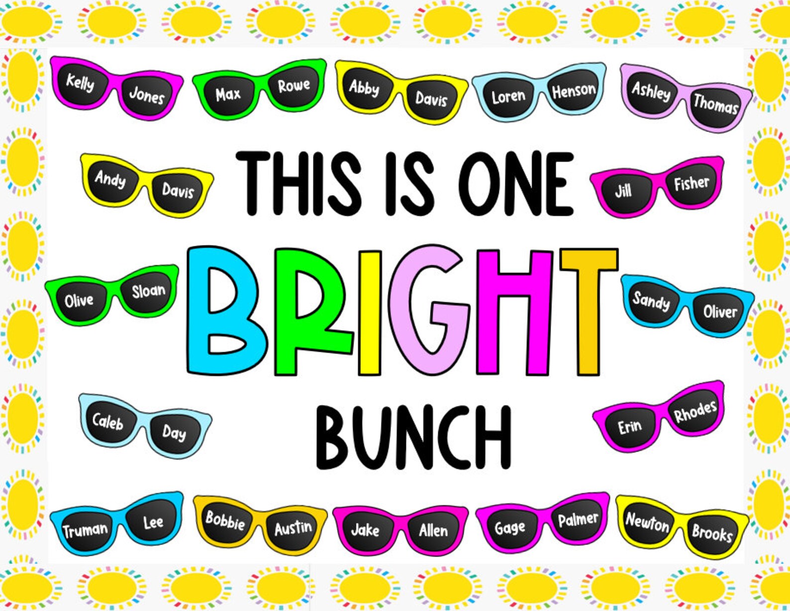 Bright Year Sunglasses Theme Bulletin Board and Door Kit Back - Etsy