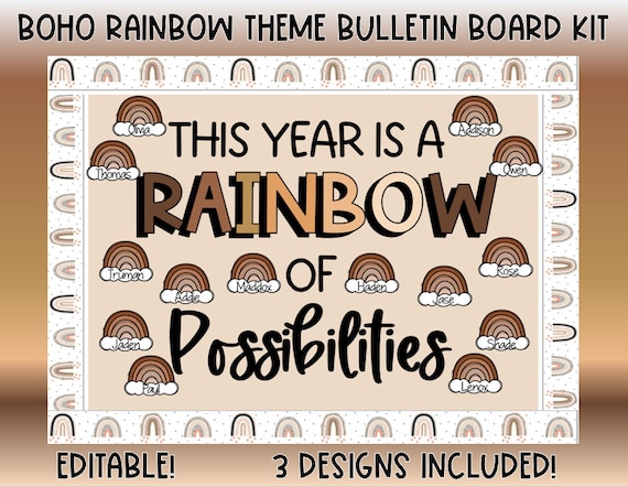 Neutral Boho Modern Rainbow of Possibilities Bulletin Board/ - Etsy