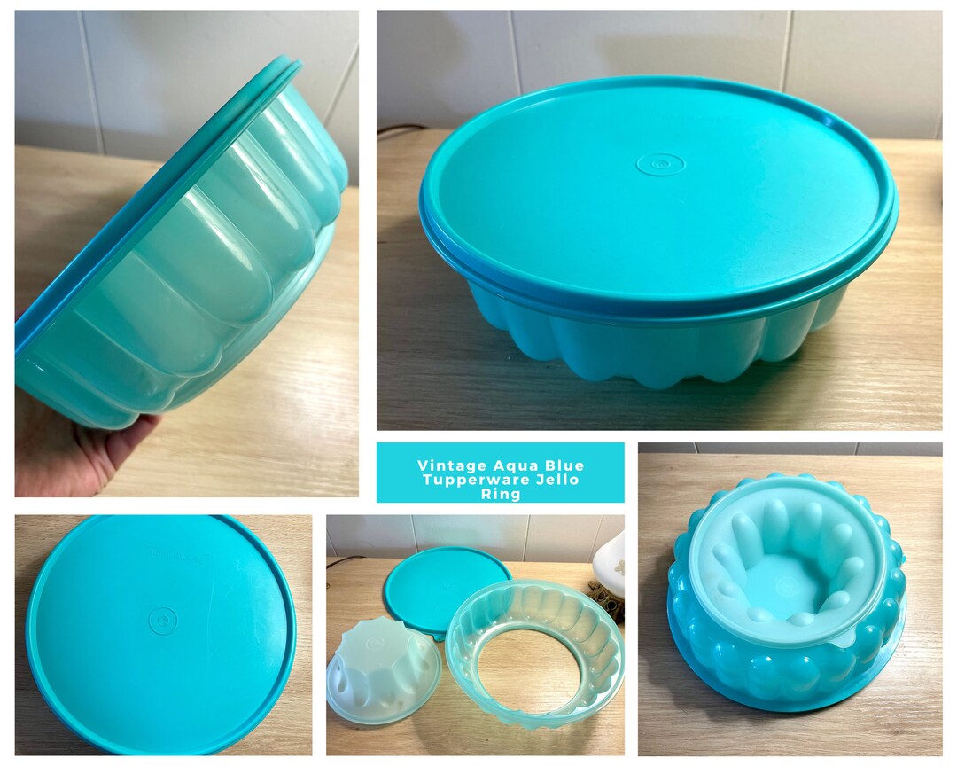 Retro Aqua Blue Tupperware Jello Mold Ring 3-piece 1201-B 1202 1203 ...