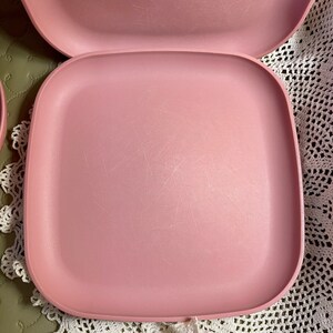 Vintage 80s Tupperware Pink Mug, Bowl & Square Luncheon Plates 155 1534 ...