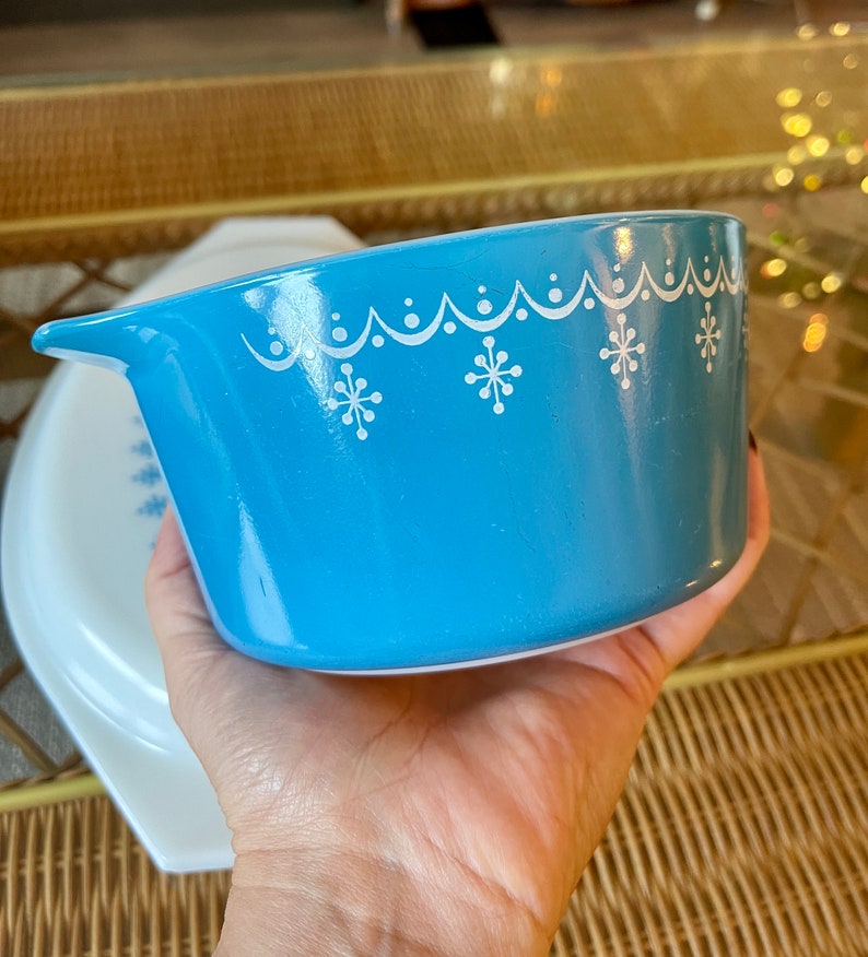 Vintage Pyrex Blue Snowflake Garland Small Casserole Dish 473 - Etsy
