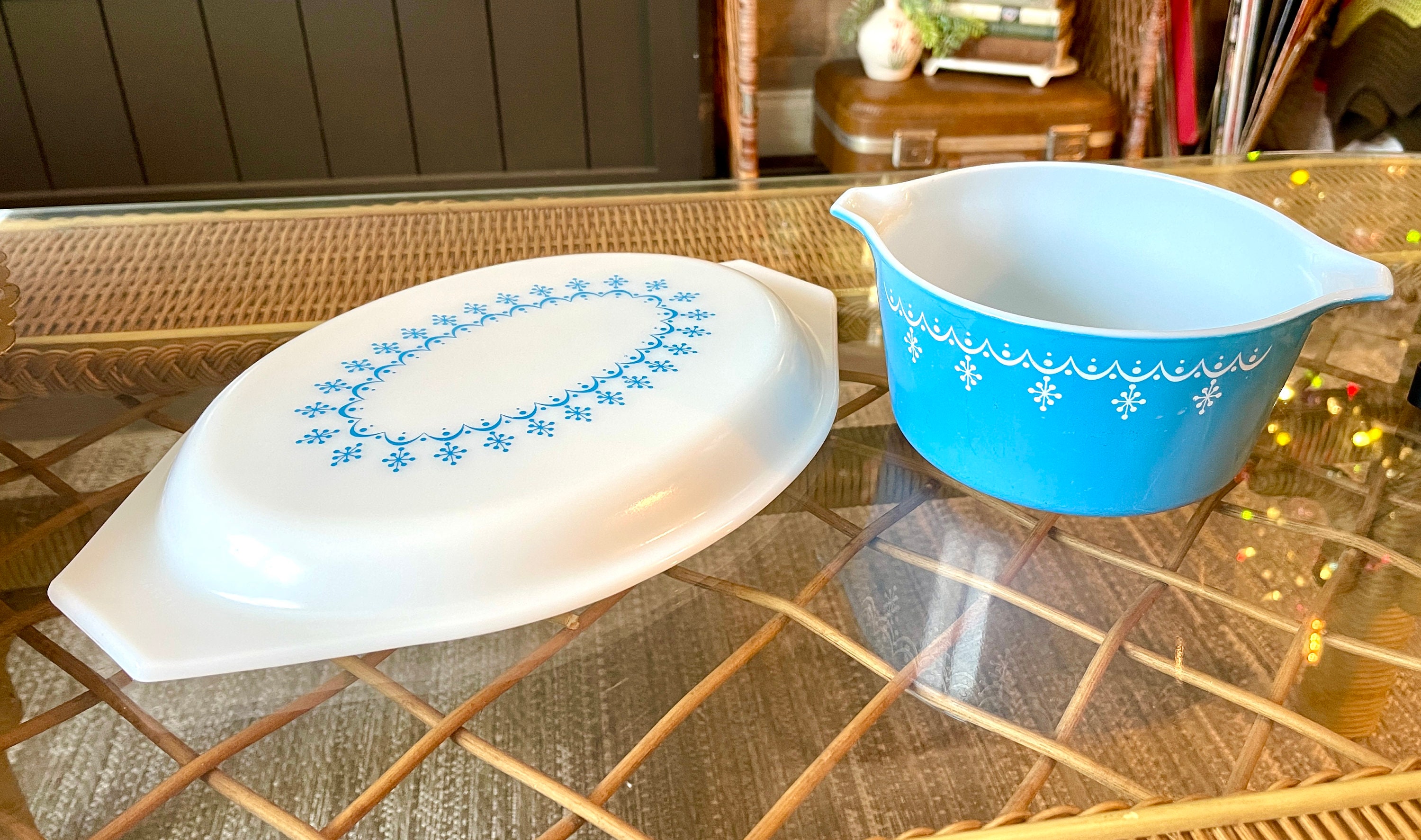 Vintage Pyrex Blue Snowflake Garland Small Casserole Dish 473 - Etsy