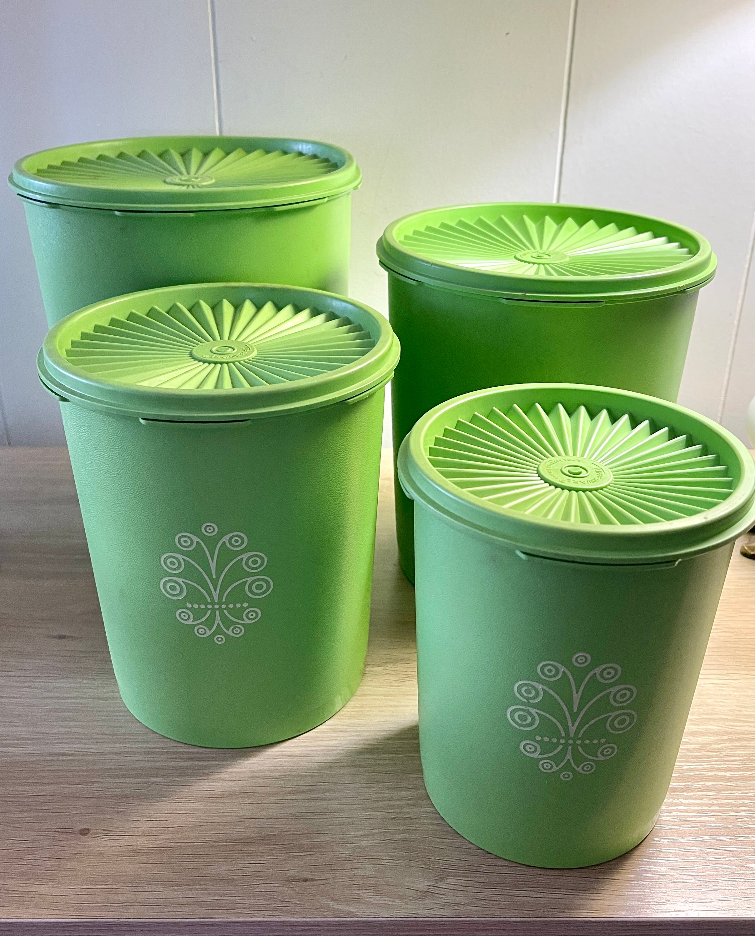 Vintage 1970s Lime Green Servalier Tupperware Canister Set of 4 Retro ...