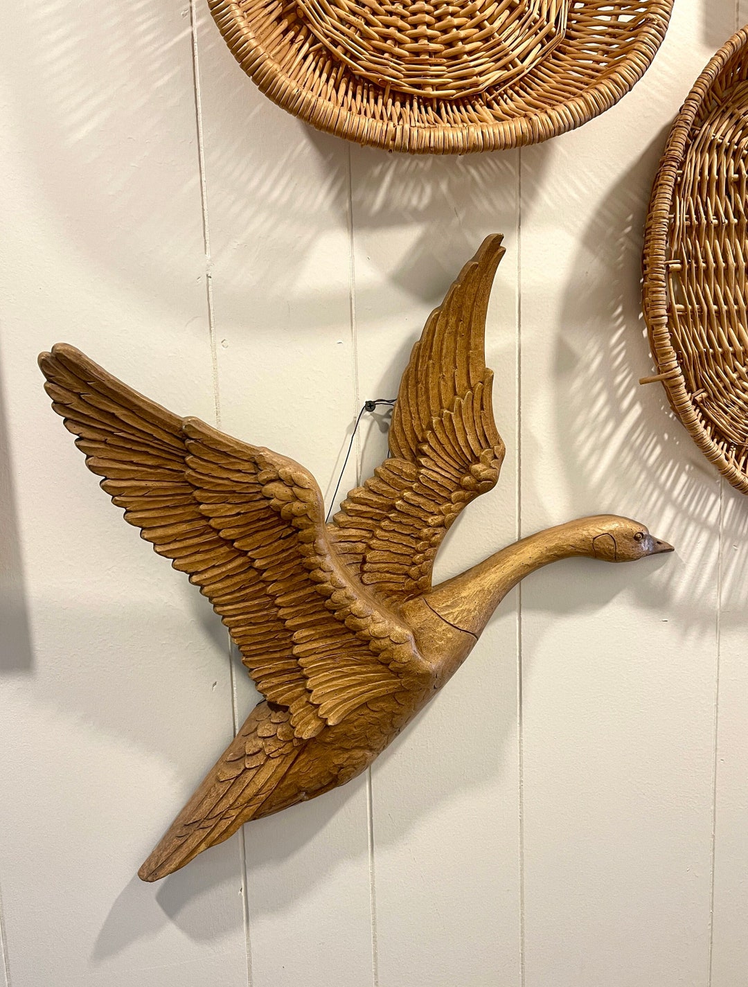 Vintage 60s MCM Syroco Wood Tone Flying Goose Wall Hanging Retro ...