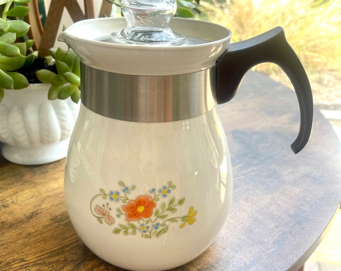 RARE Vintage 1970s Corning Ware Wildflower Carafe Coffee Tea Pot P-166 ...