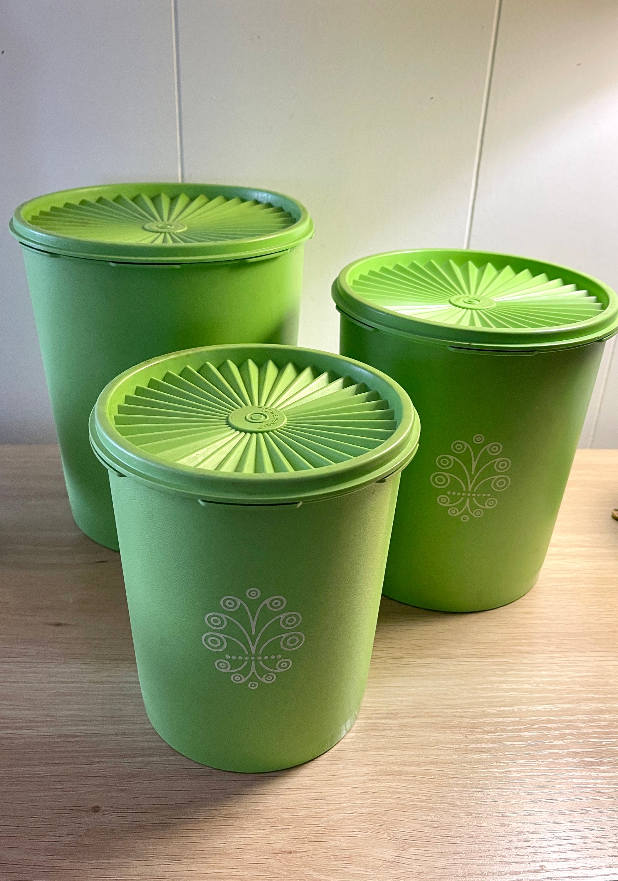 Vintage 1970s Lime Green Servalier Tupperware Canister Set of 4 Retro ...