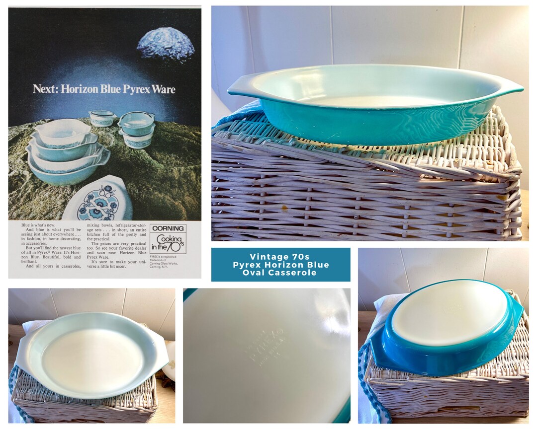 RARE 1970s Vintage Horizon Blue Pyrex Oval Casserole Dish 1.5 Qt. Retro ...