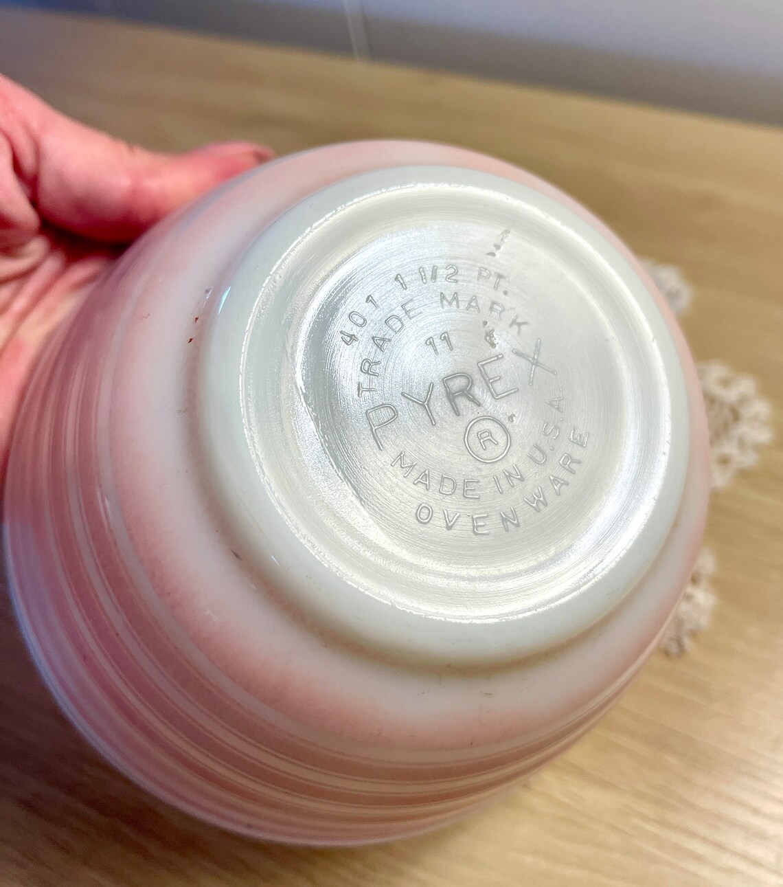 Vintage 60s Pink White Striped Pyrex 401 Mixing Nesting Bowl MCM Retro ...