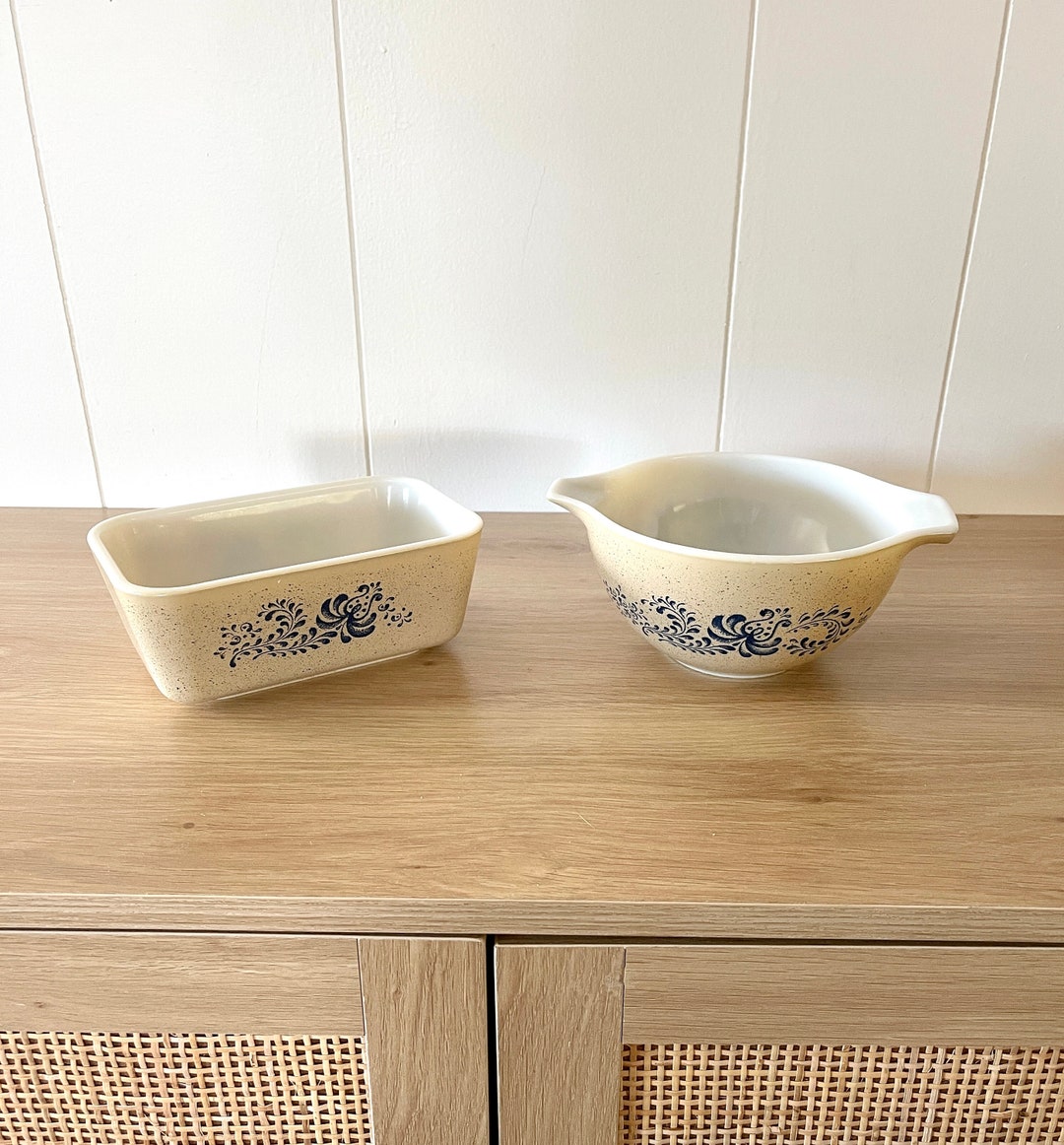 Vintage Pyrex Blue Homestead Mini Cinderella Bowl 441 and Refrigerator ...