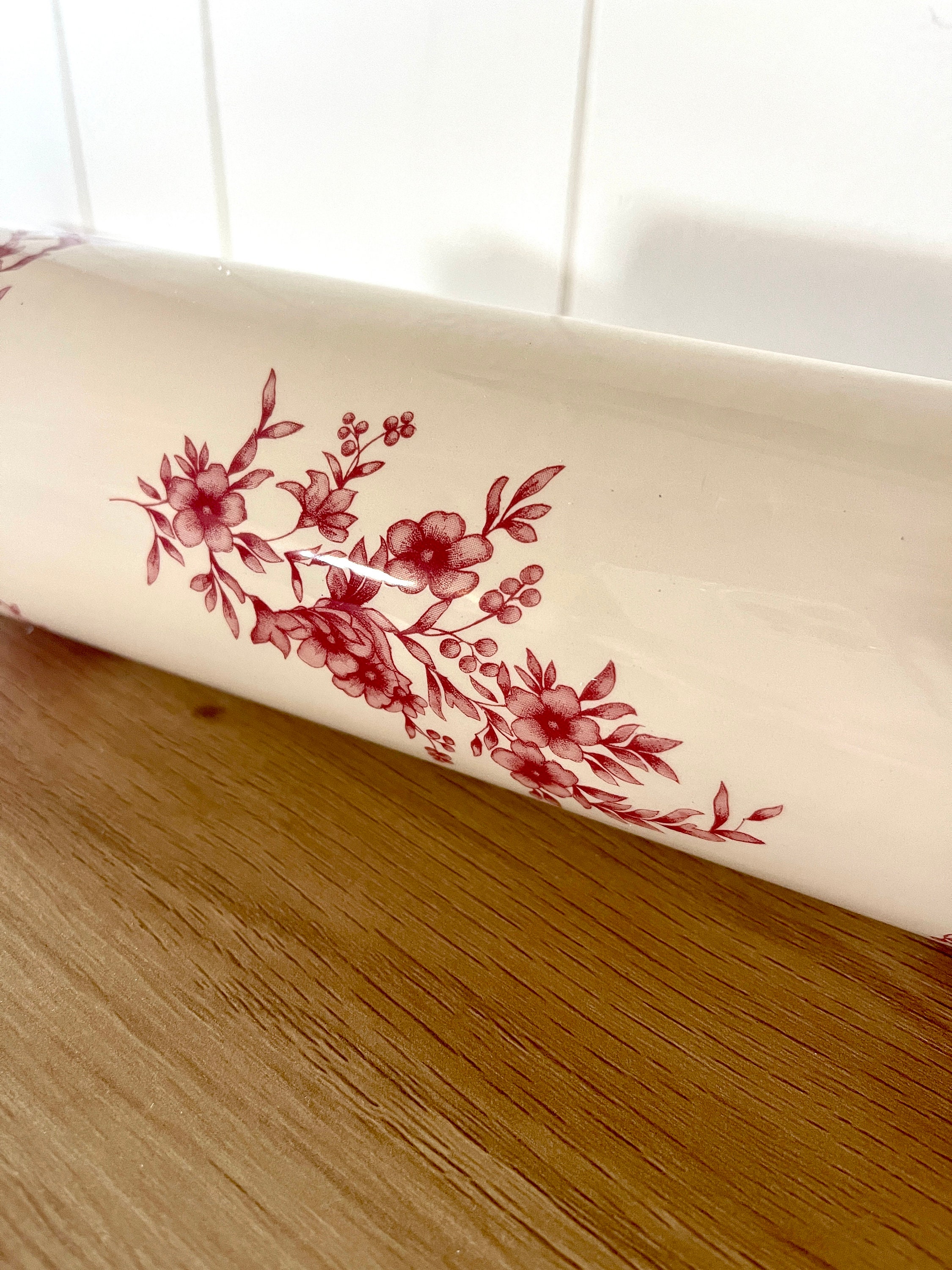 Vintage Red Transferware French Toile Farmhouse Rolling Pin - Etsy