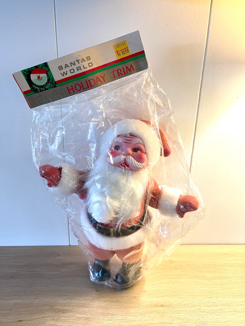 NOS Vintage Kurt Adler Santas World Flocked Large 12 Santa Claus Retro ...