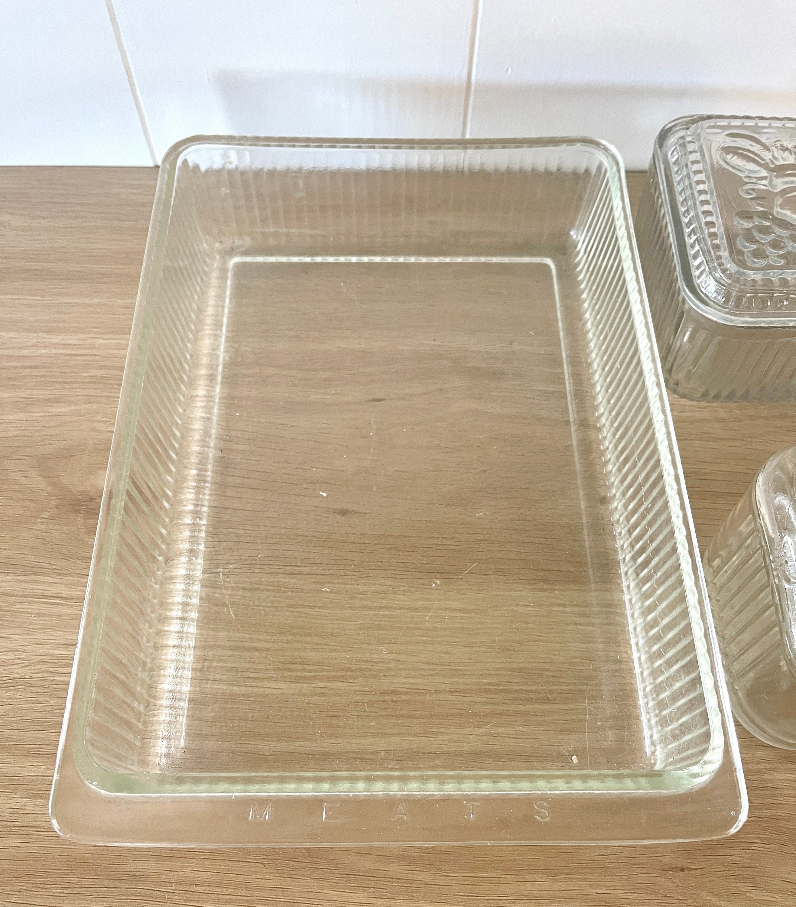 Vintage 50s Glass Refrigerator Dishes With Lids & Meats Tray - Etsy