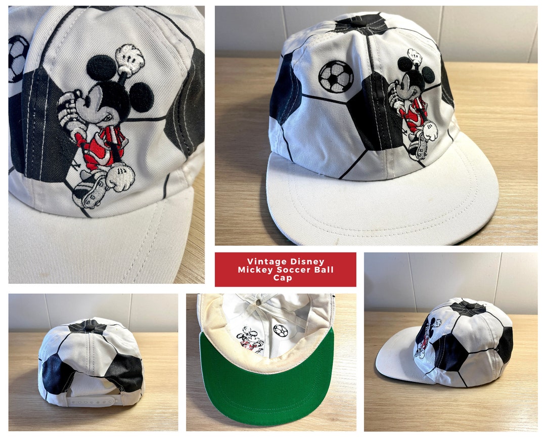 Vintage 80s Mickey Mouse Soccer Ball Cap Hat Adjustable Retro Fashion ...