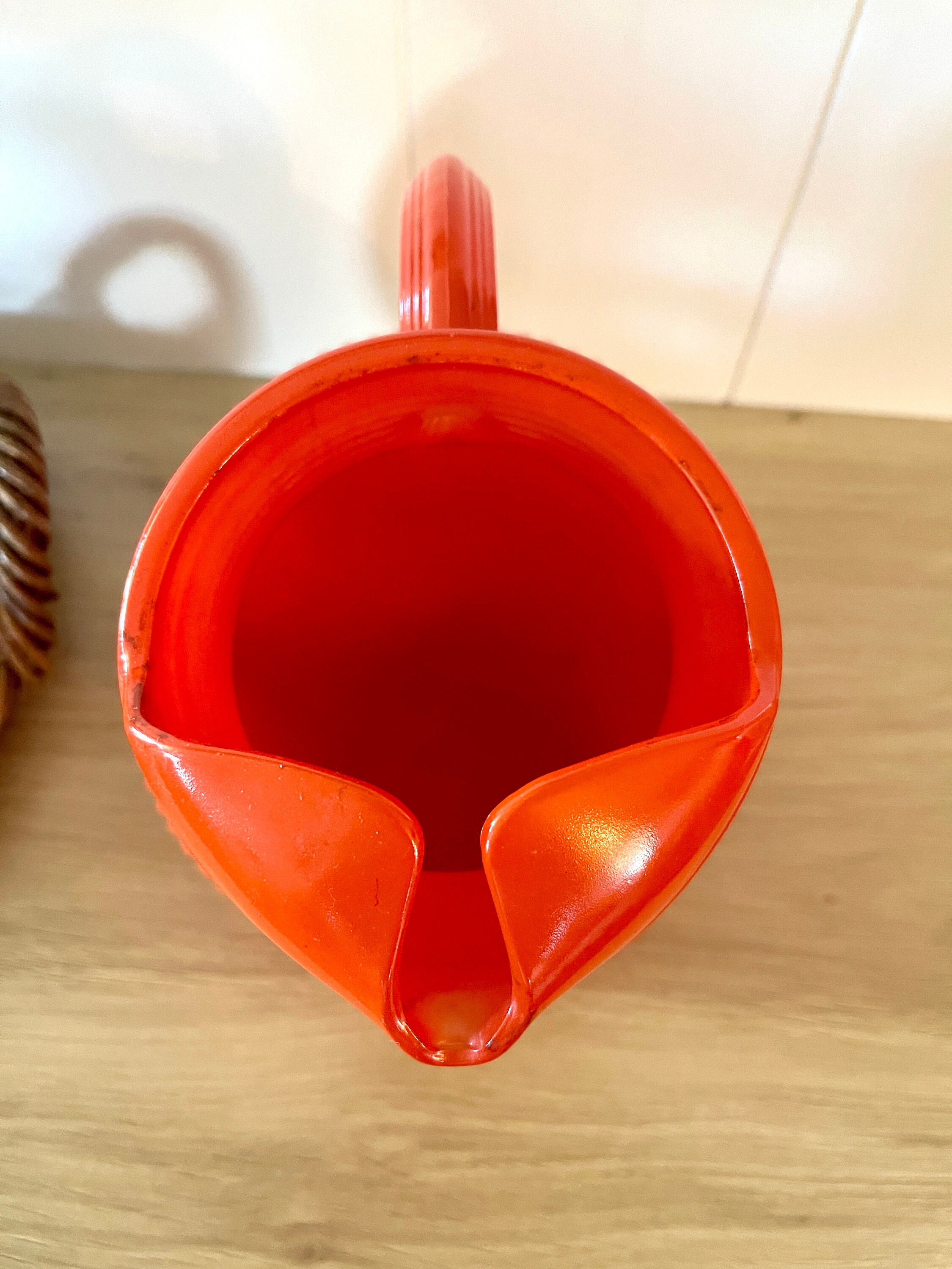 Mid Century 40s Ribbed Burnt Orange Tilt Ball Pitcher Hazel - Etsy