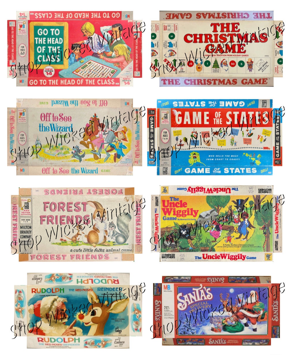 Vintage Inspired Retro Game Board Box Miniature Cardstock Die-cut ...