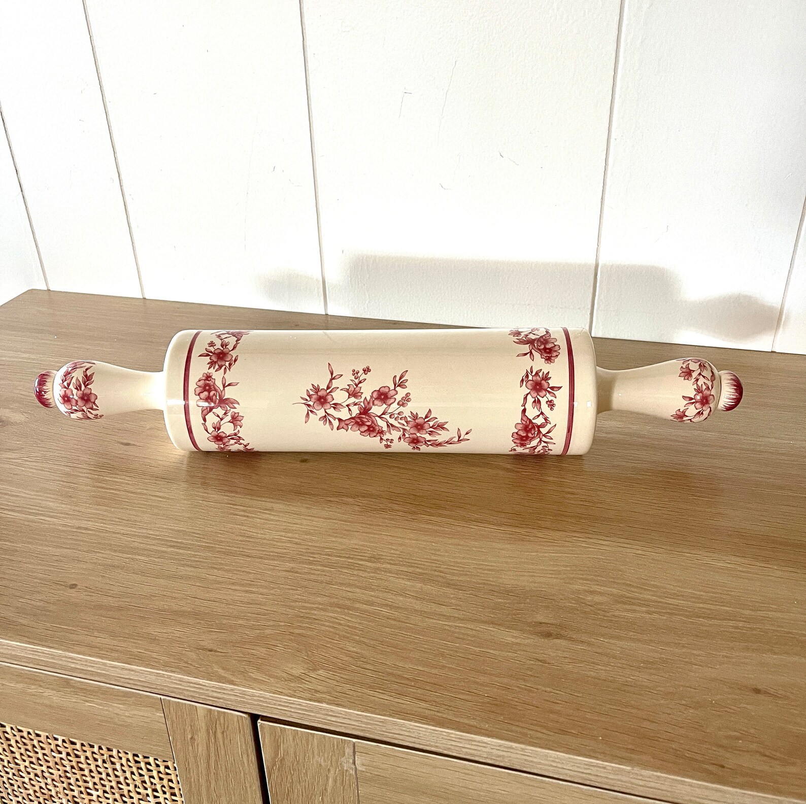 Vintage Red Transferware French Toile Farmhouse Rolling Pin - Etsy
