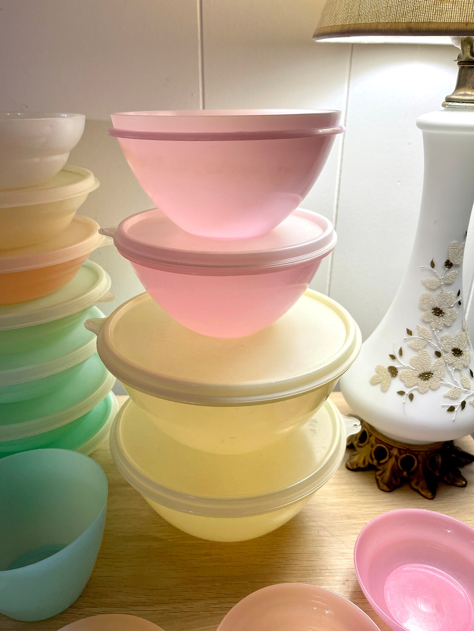 Vintage 50s 60s Pastel Tupperware Cereal Bowls Cups Storage Retro ...