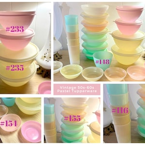 Vintage 50s 60s Pastel Tupperware Cereal Bowls Cups Storage Retro ...
