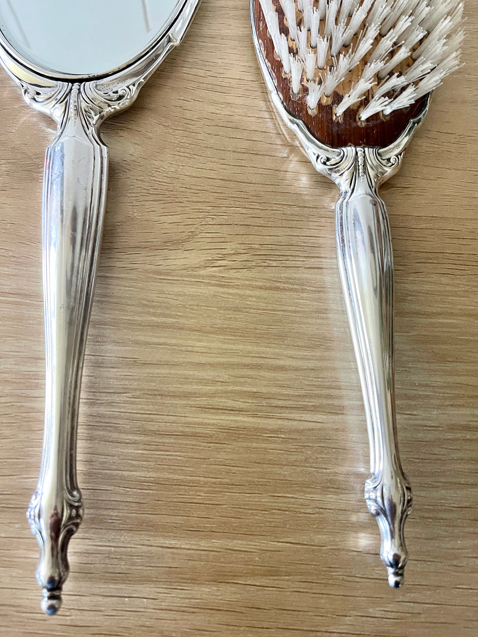 Vintage 1940s Webster Sterling Hand Mirror & Brush Set both - Etsy