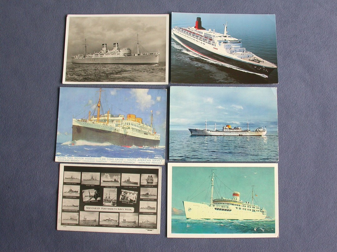 6 X 20th Century Postcards Ships & Liners - Etsy