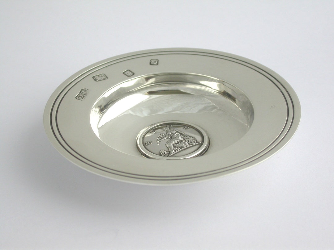 Unusual Silver Armada Dish (8.3cm Diameter) With Britannia Motif Marked ...