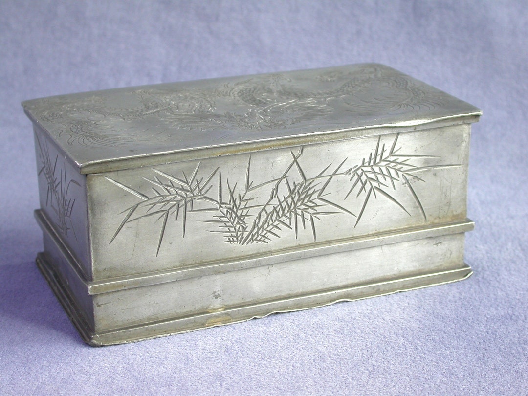 Antique Chinese Kut Hing Swatow Engraved Pewter Rectangular Box - Etsy