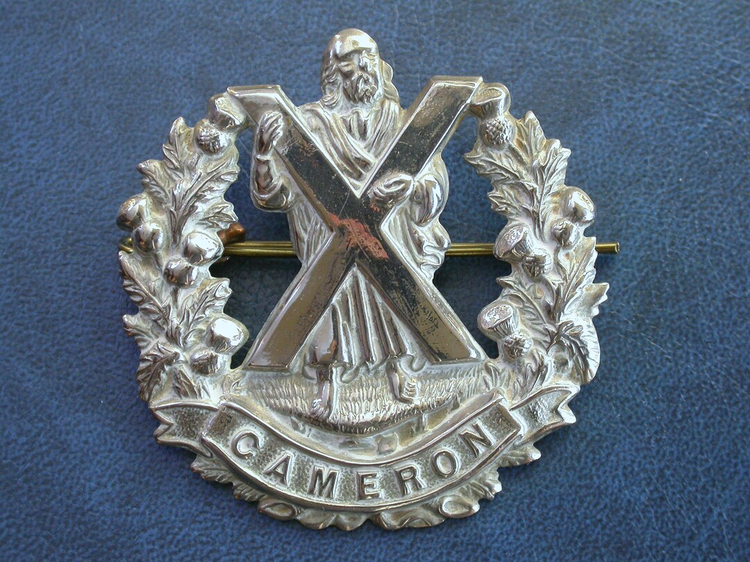 Original Queen's Own Cameron Highlanders White Metal Cap Badge - Etsy