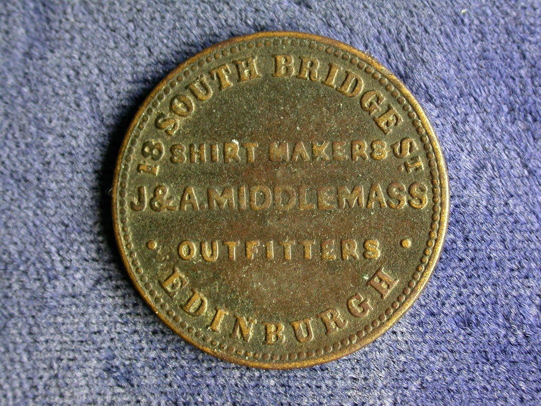 Quite Rare Scottish Trade Token - Unofficial Brass Farthing for James ...