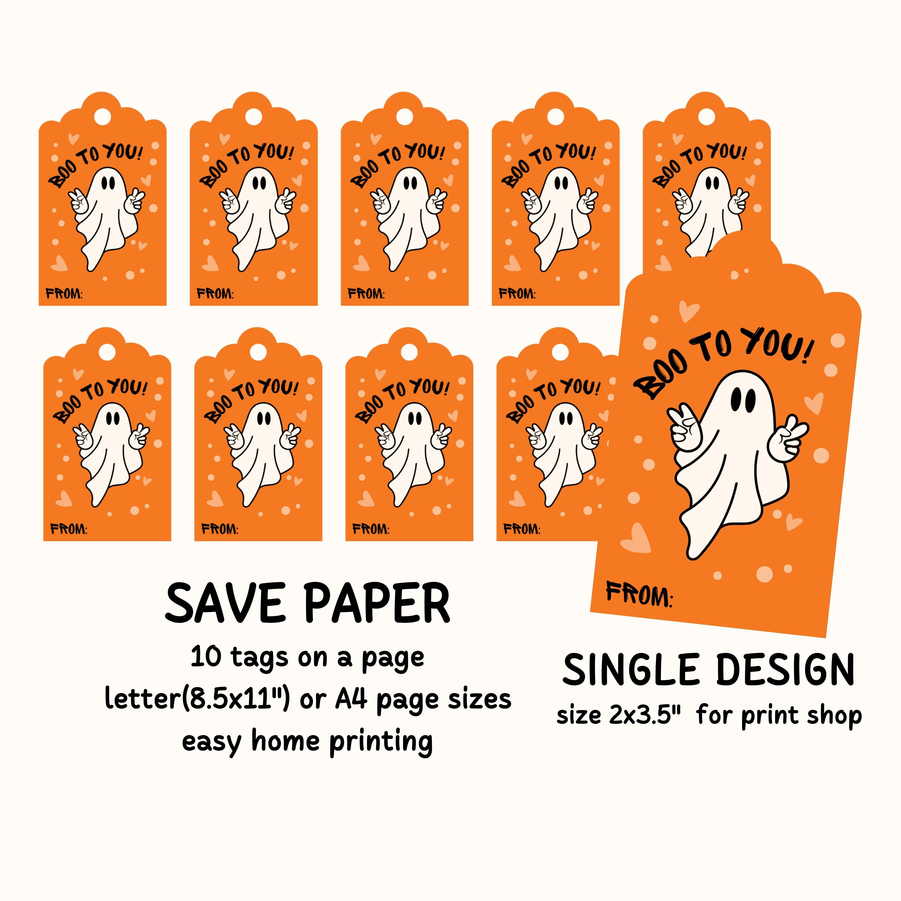 Editable Halloween Gift Tags, Boo Gift Tag, Orange Hang Tags, Treat Bag ...