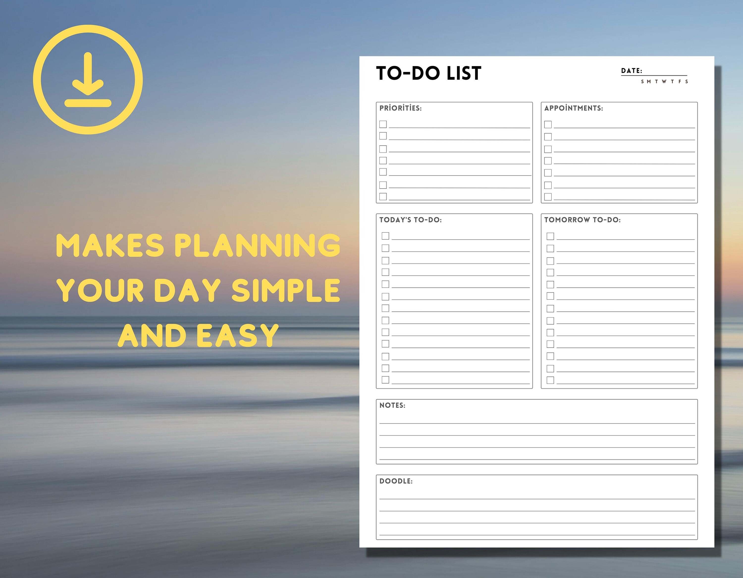 Simple Daily to Do List Printable, Task Management, to Do List Planner ...