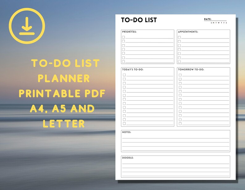 Simple Daily to Do List Printable, Task Management, to Do List Planner ...