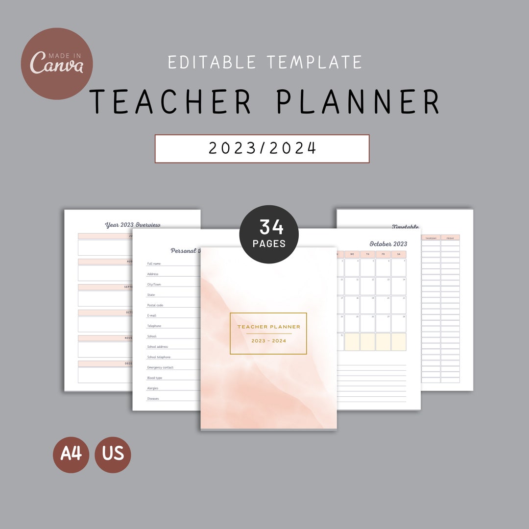 Editable Printable Digital Teacher Planner 2023-2024, Lesson Plan ...