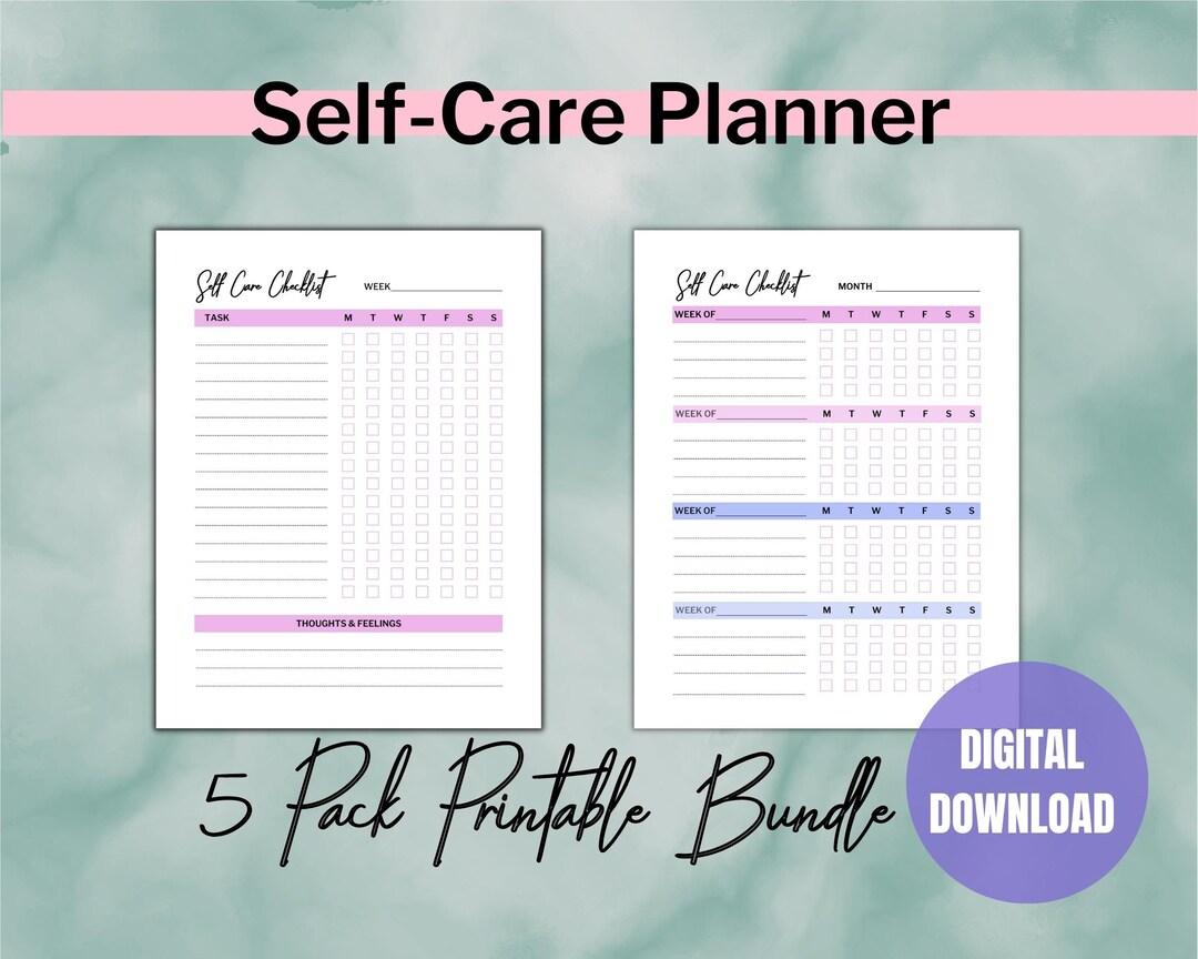 Self-care Printable Planner, Mental Health and Wellness Checklist ...