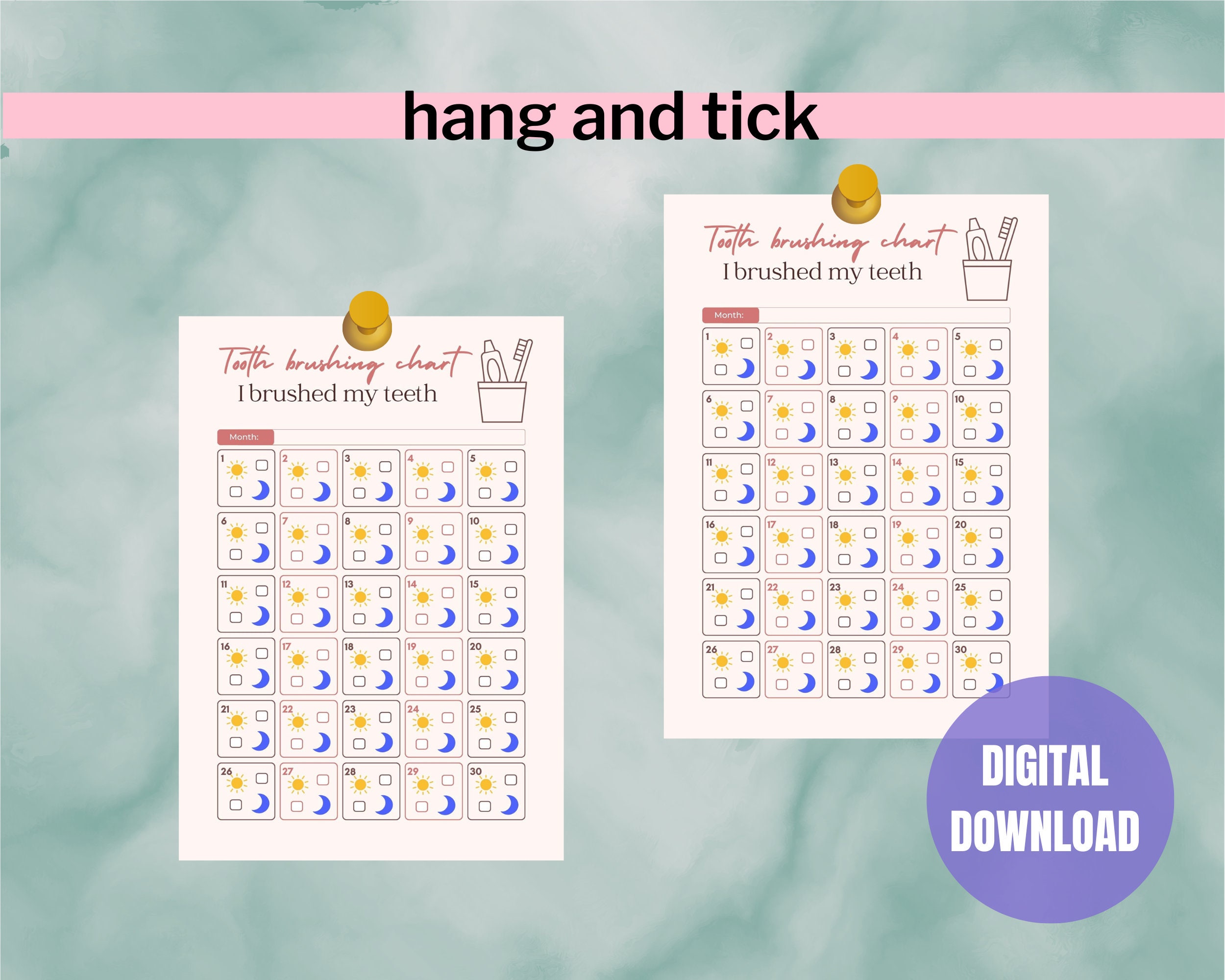 Tooth Brushing Chart, Brush Teeth Printable, Teeth Brushing Checklist ...
